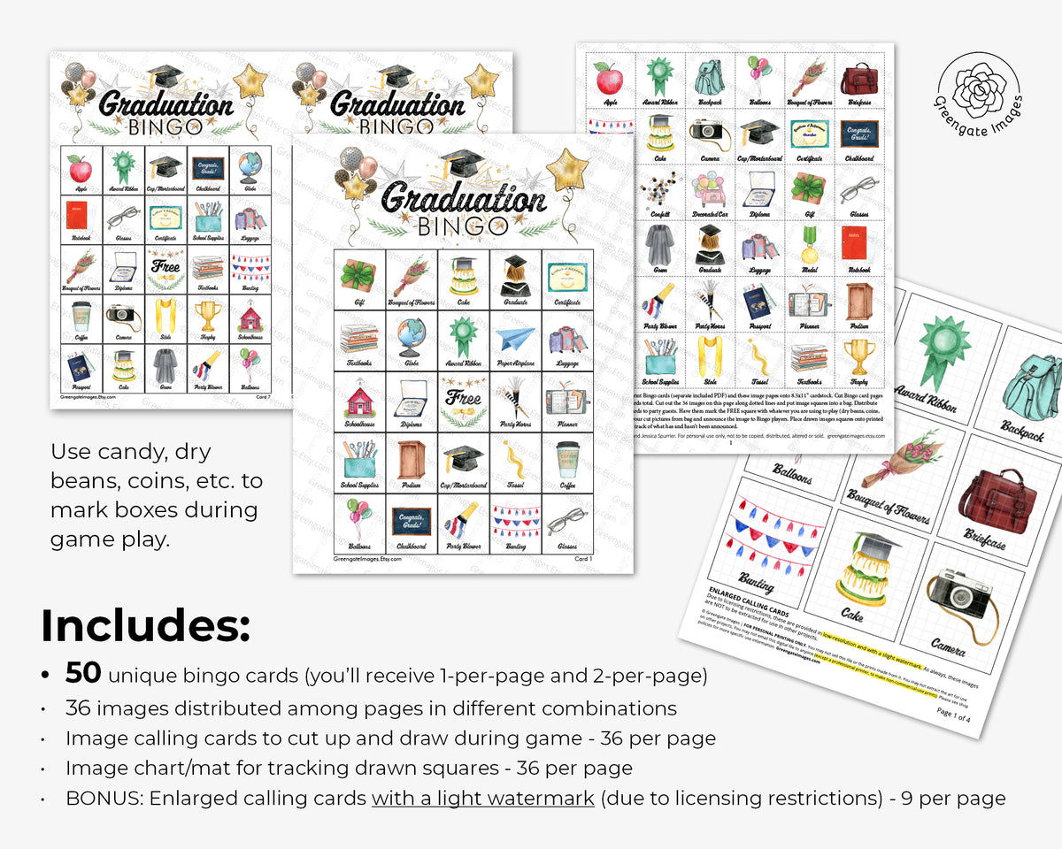 Graduation Bingo - Color – Greengate Images