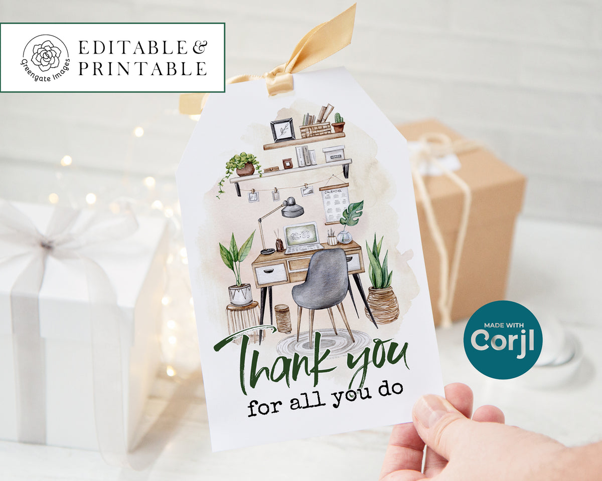Jumbo Administrative Professionals' Day Gift Tag - Desk Scene ...