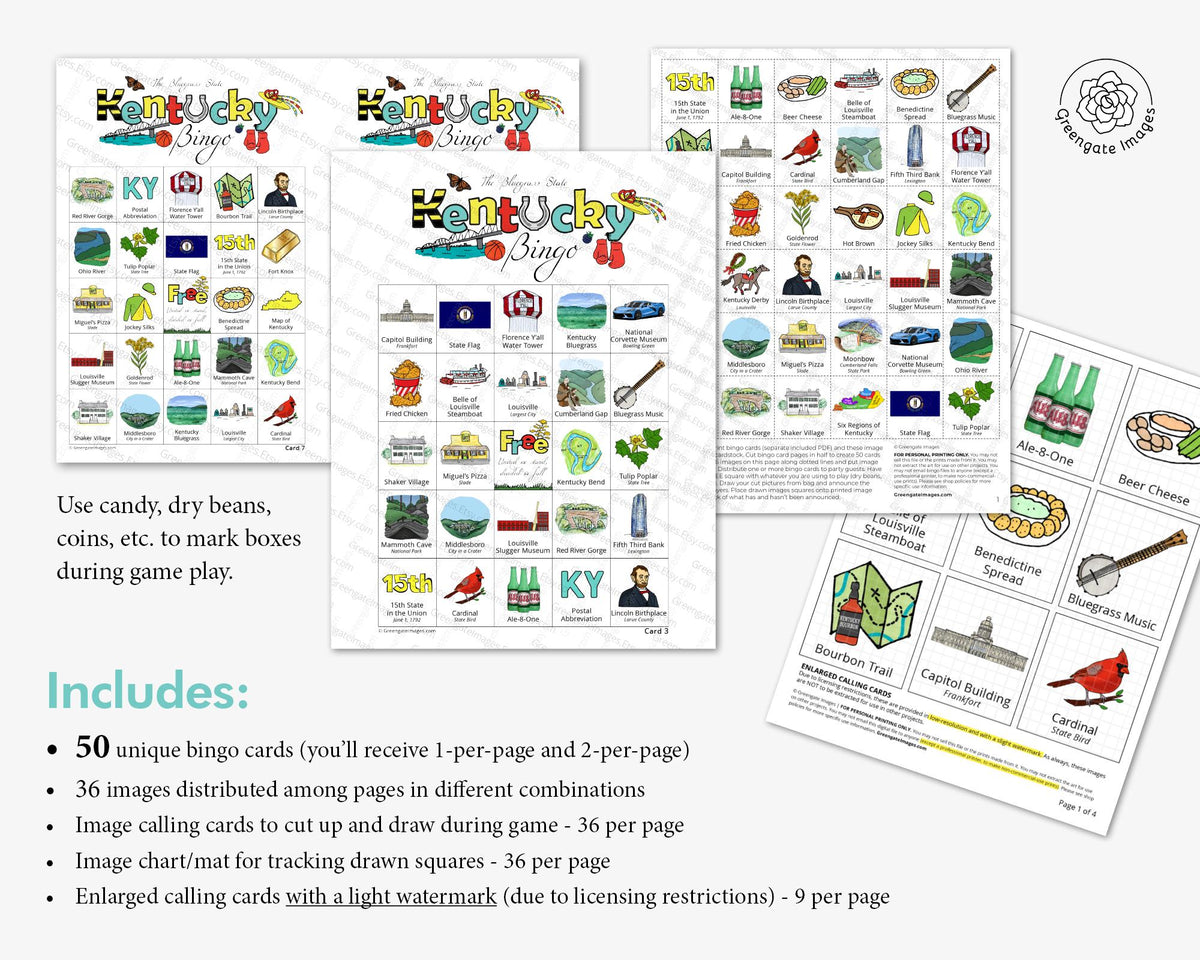 Kentucky Bingo Cards – Greengate Images
