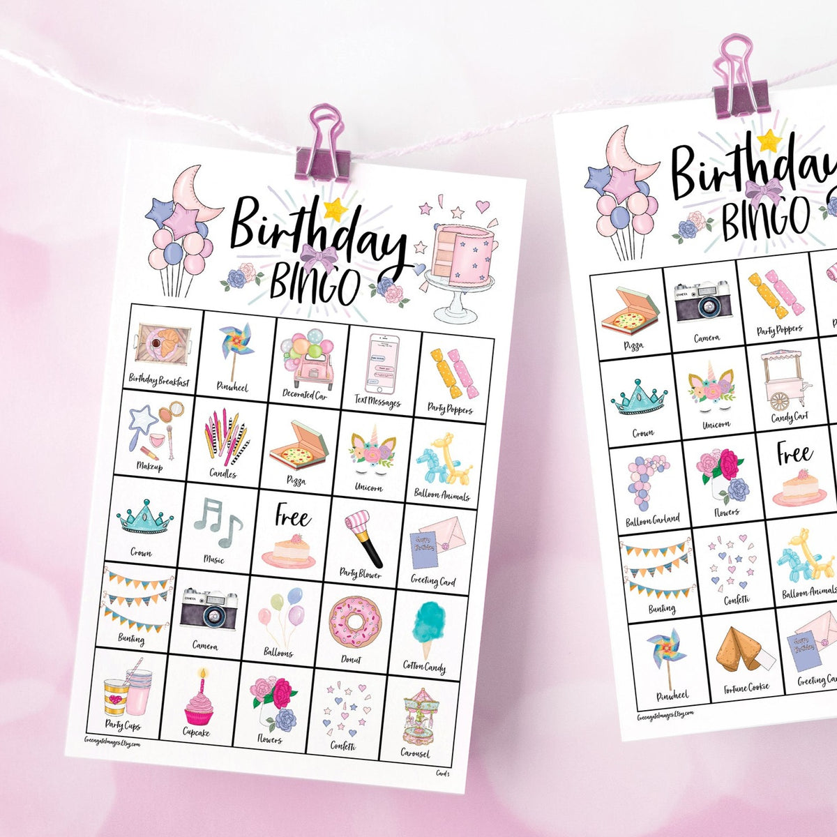 Birthday Bingo - Feminine Pink – Greengate Images