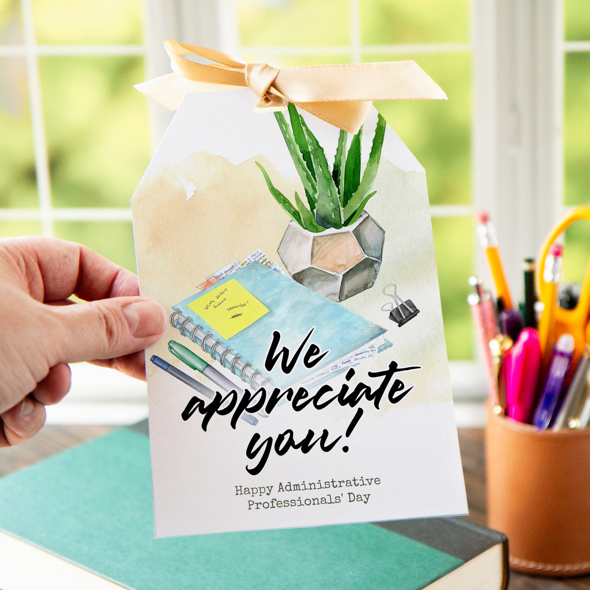 Jumbo Administrative Professionals' Day Gift Tag - Planner and Aloe Pl ...
