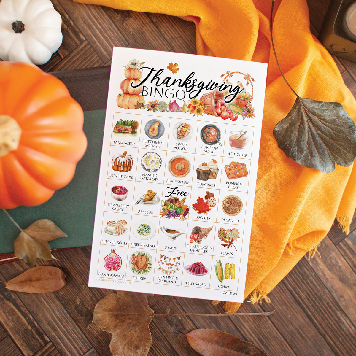 Thanksgiving Bingo - Watercolor – Greengate Images