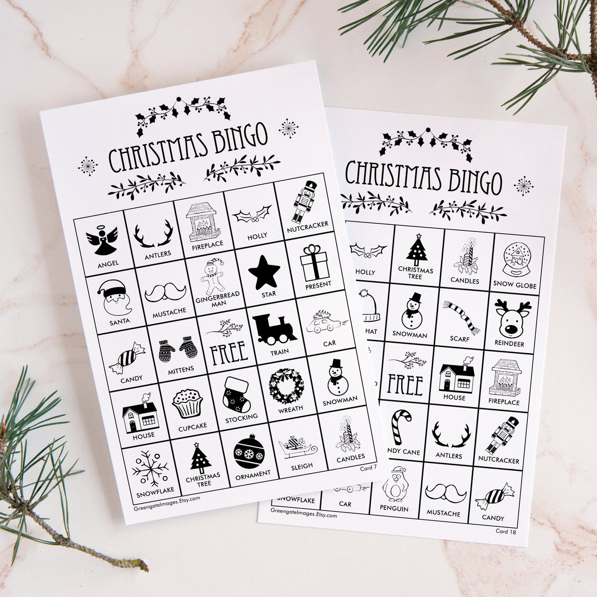 Christmas Bingo - Black and White – Greengate Images