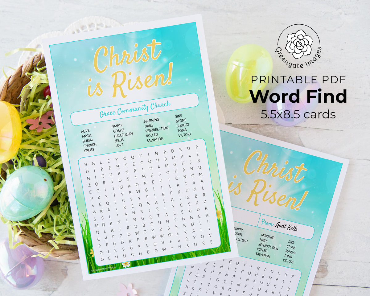 Christian Easter Word Find Cards – Greengate Images