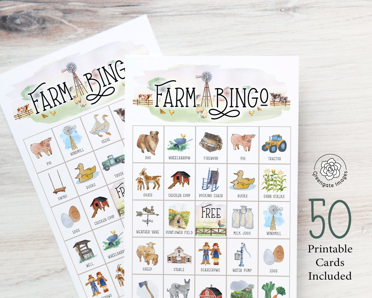Farm Preschool Bingo Printable