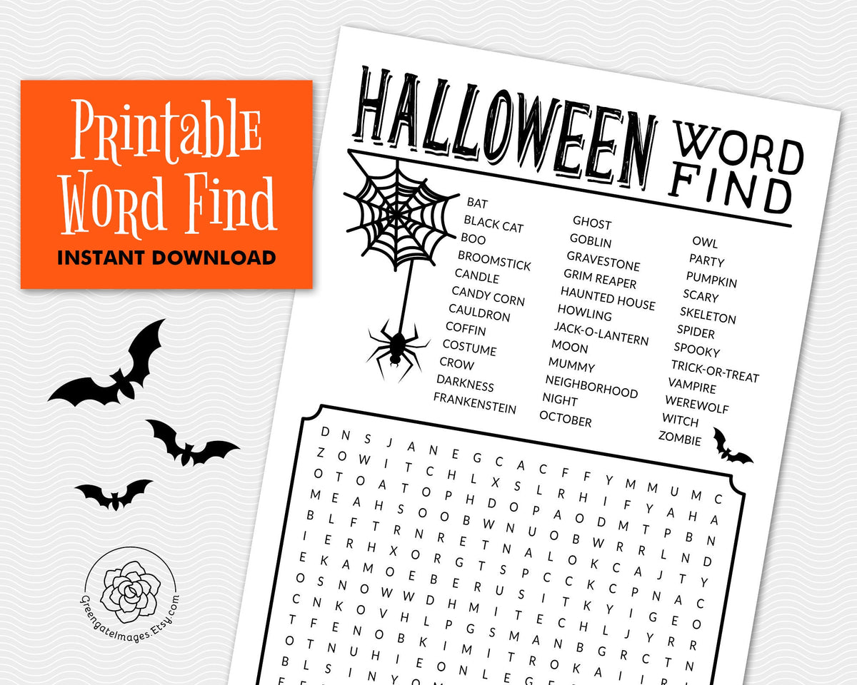 Halloween Word Find – Greengate Images