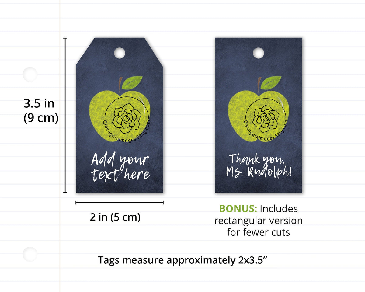 Green Apple Teacher Gift Tag - Chalkboard Style – Greengate Images