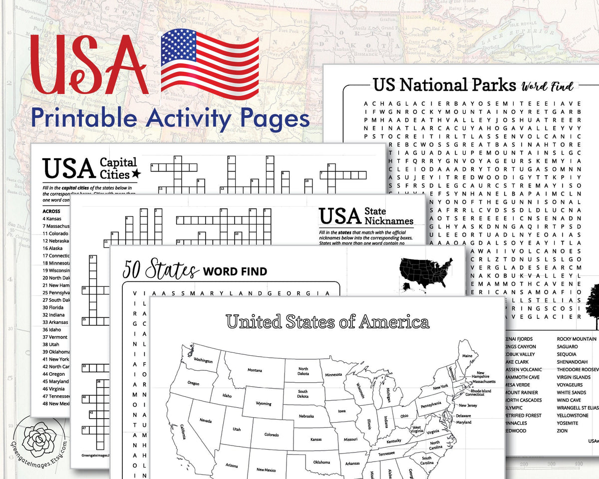 USA Activity Printables Pack – Greengate Images