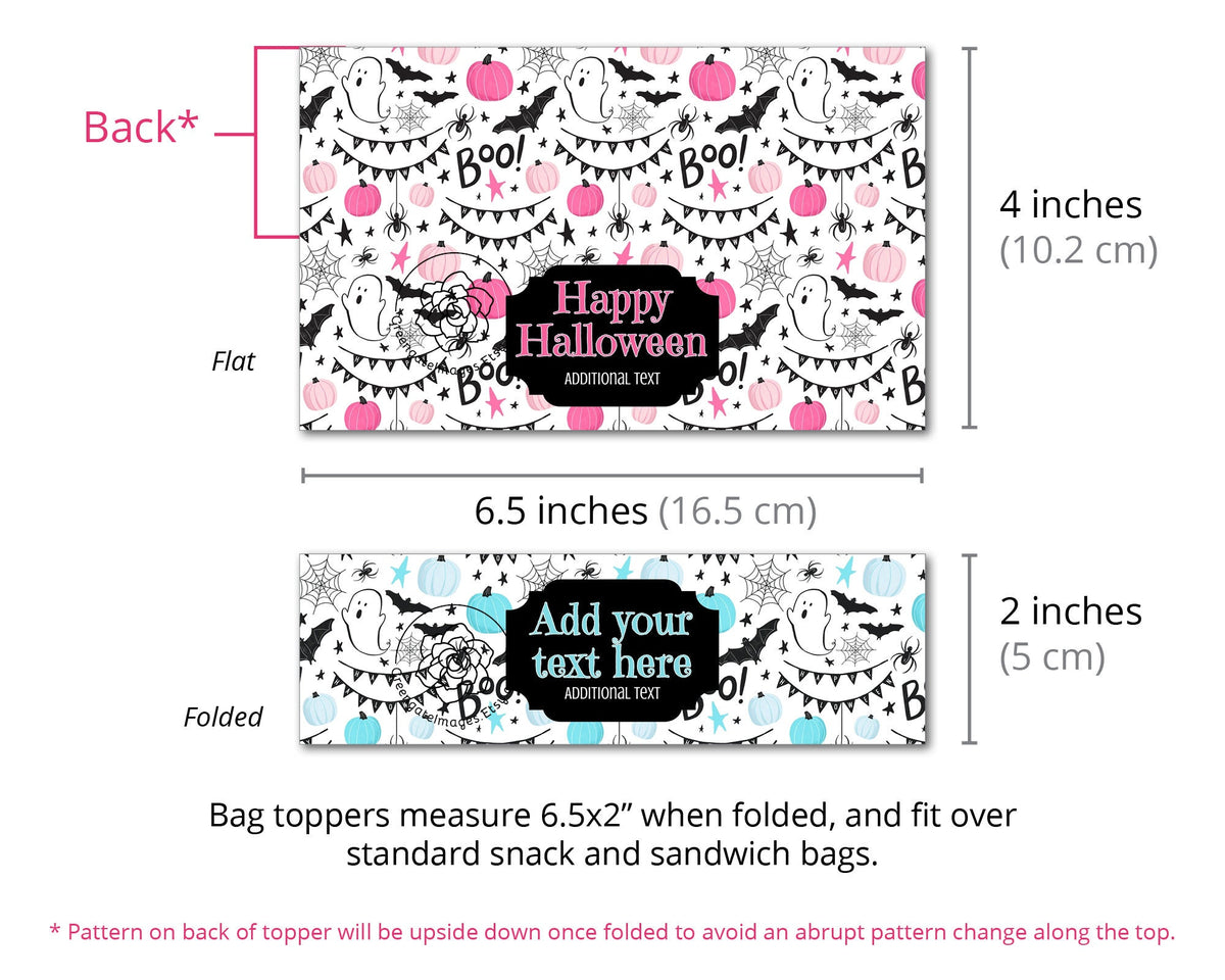 Pink and Blue Pumpkins and Ghosts Halloween Bag Toppers – Greengate Images