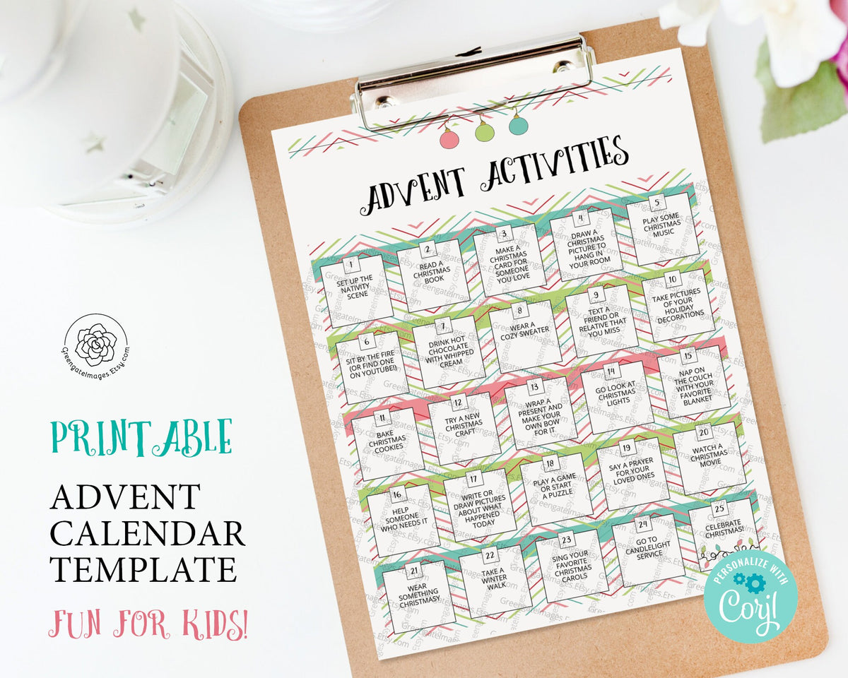 Advent Activities Calendar - Colorful Stripes – Greengate Images