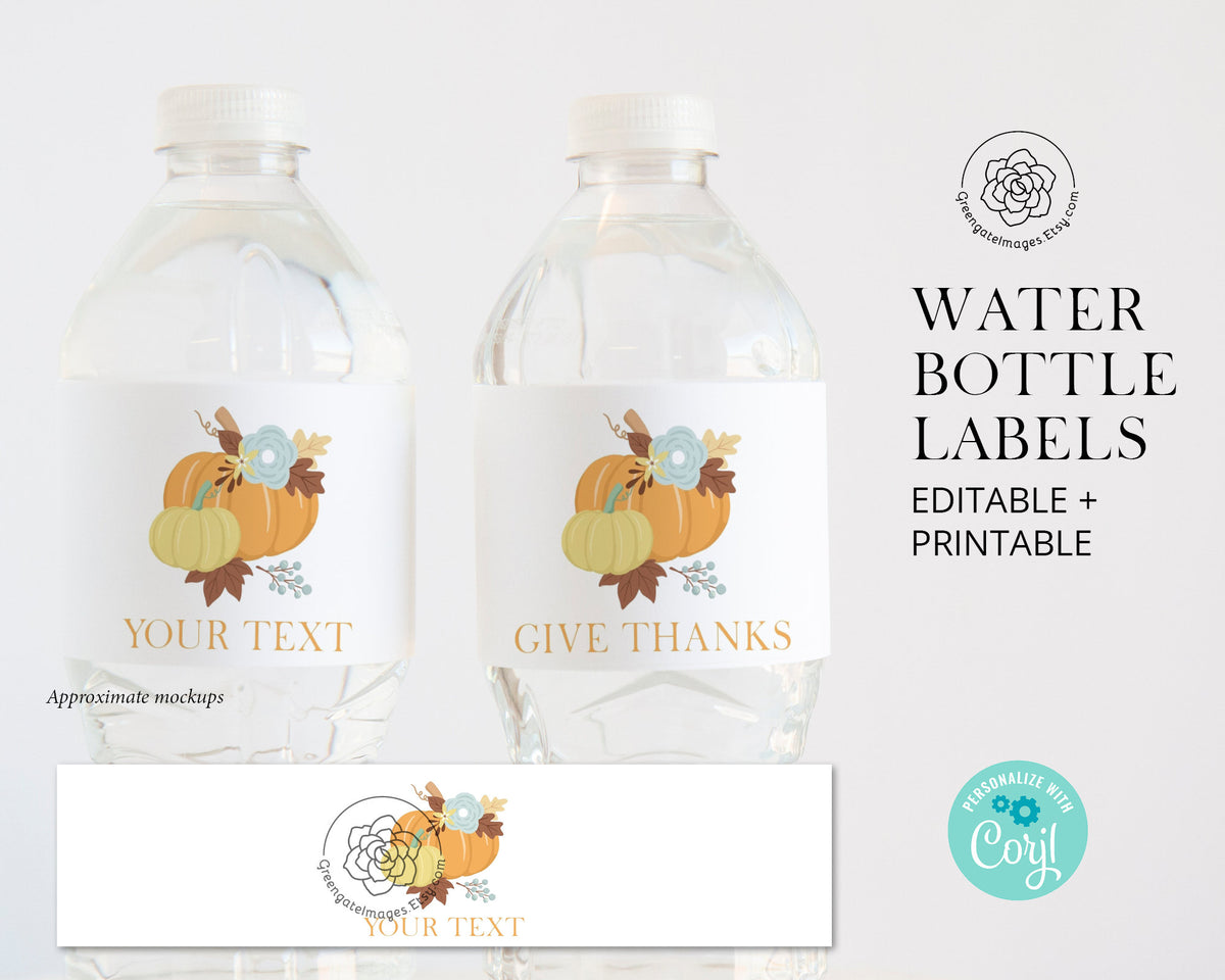 Floral Pumpkin Water Bottle Label – Greengate Images