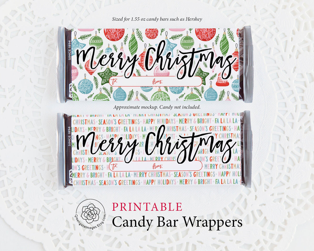 Christmas Candy Bar Wrapper Duo - Snowflakes and Colorful Mix ...