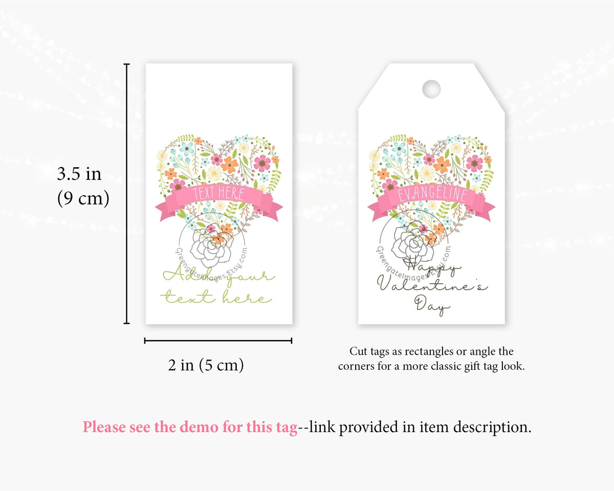 Floral Heart Valentine's Day Gift Tag – Greengate Images