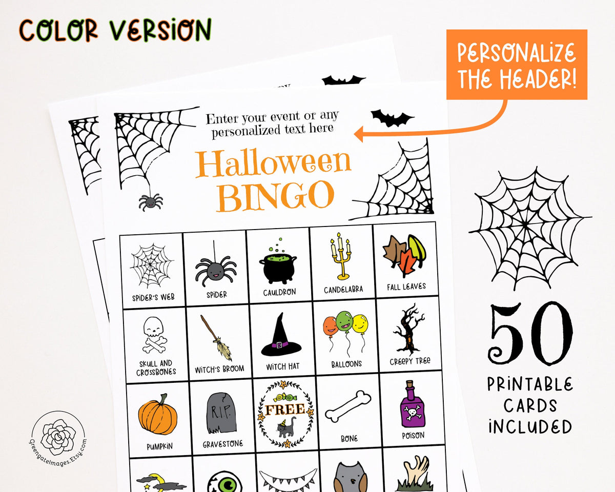 Personalized Halloween Bingo - Color Doodles – Greengate Images