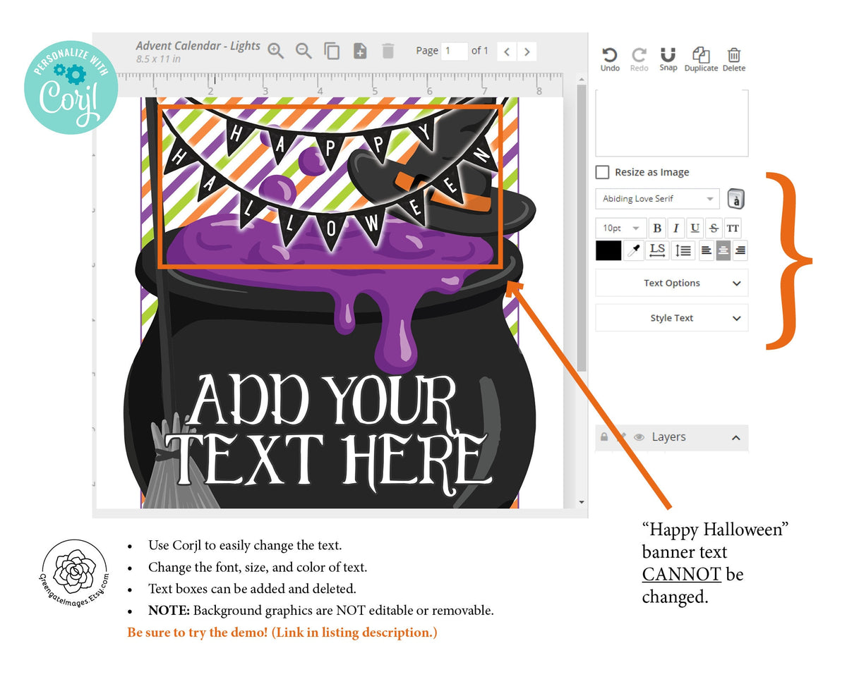Halloween Sign Template - Witch Cauldron – Greengate Images