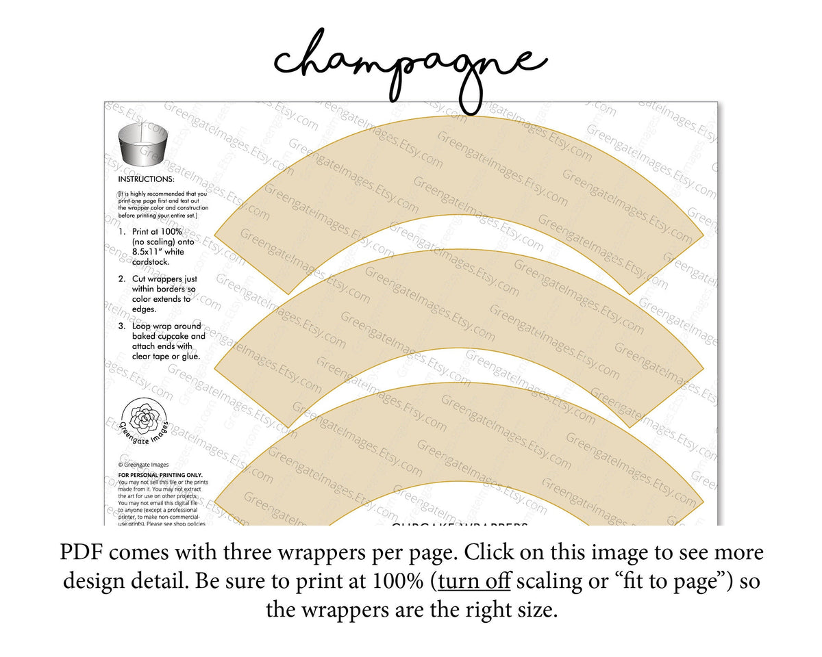 Solid Champagne Cupcake Wrapper – Greengate Images