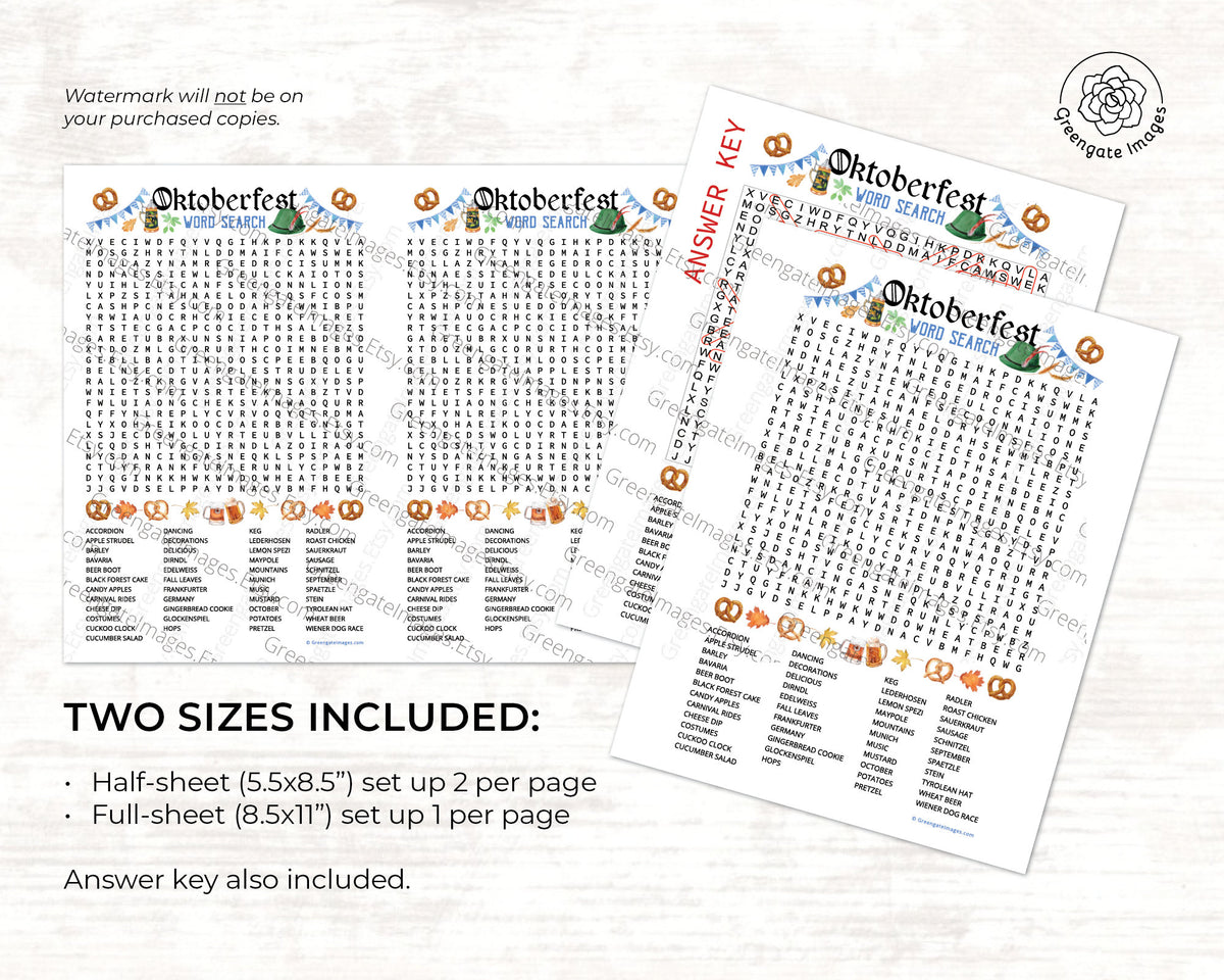 Oktoberfest Word Search – Greengate Images