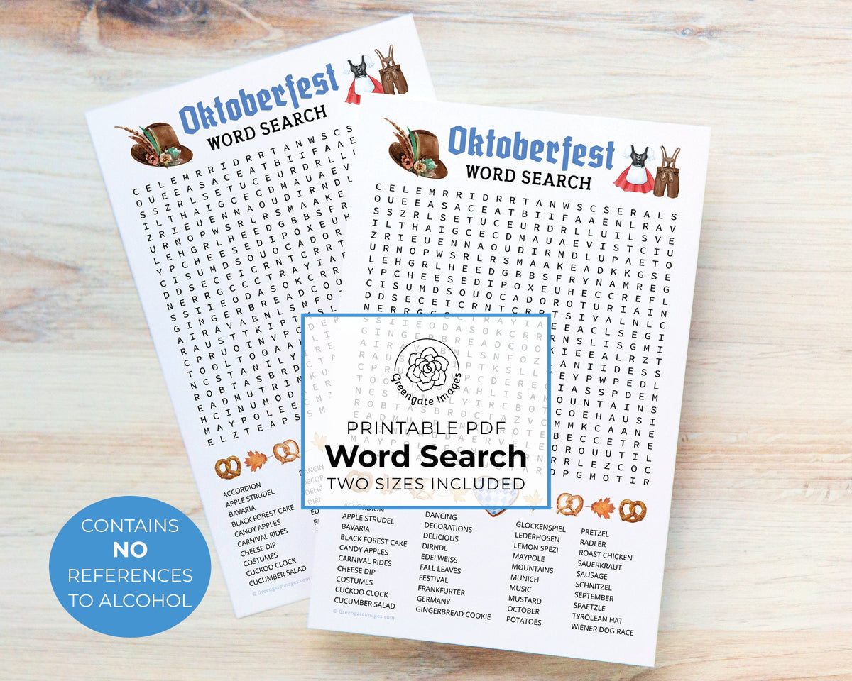 Oktoberfest (Non-Alcoholic) Word Search – Greengate Images