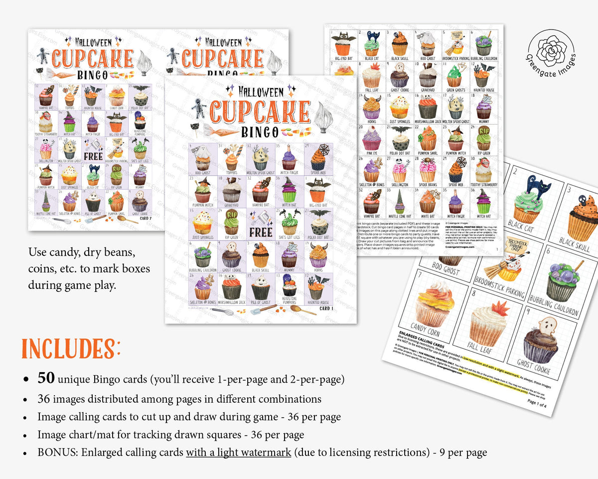 Halloween Cupcake Bingo – Greengate Images