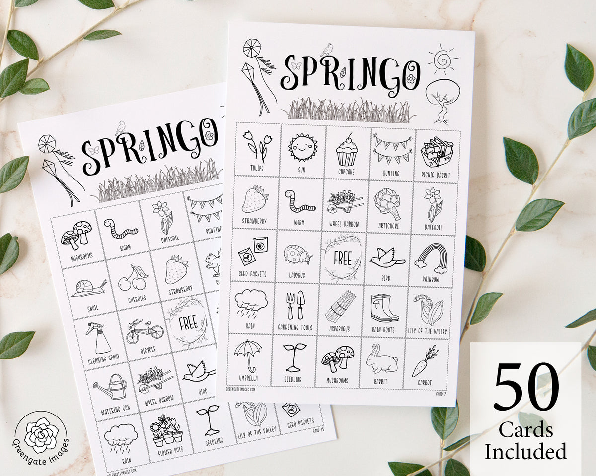 Springo (Spring Bingo) - Black and White Doodles – Greengate Images