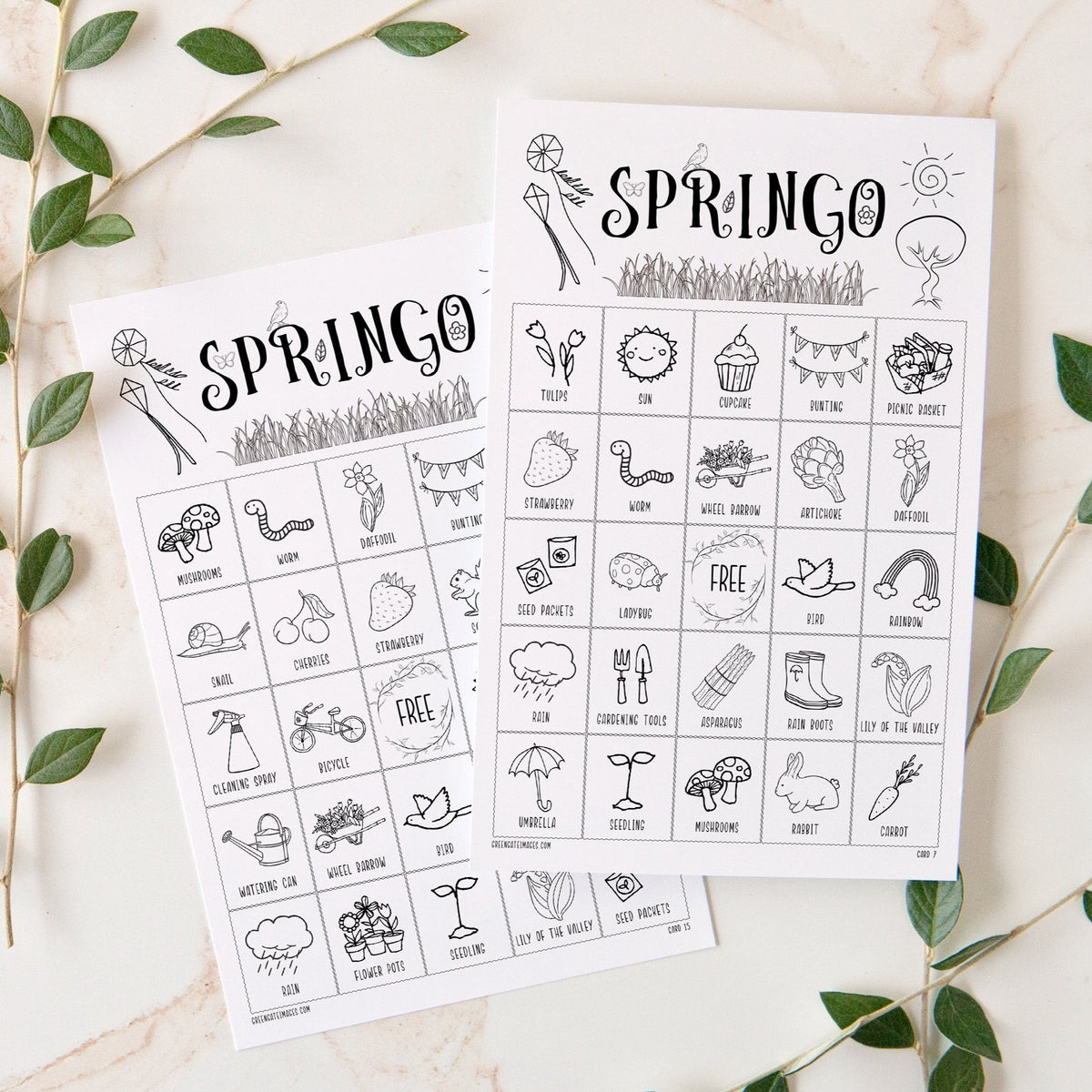 Springo (Spring Bingo) - Black and White Doodles – Greengate Images