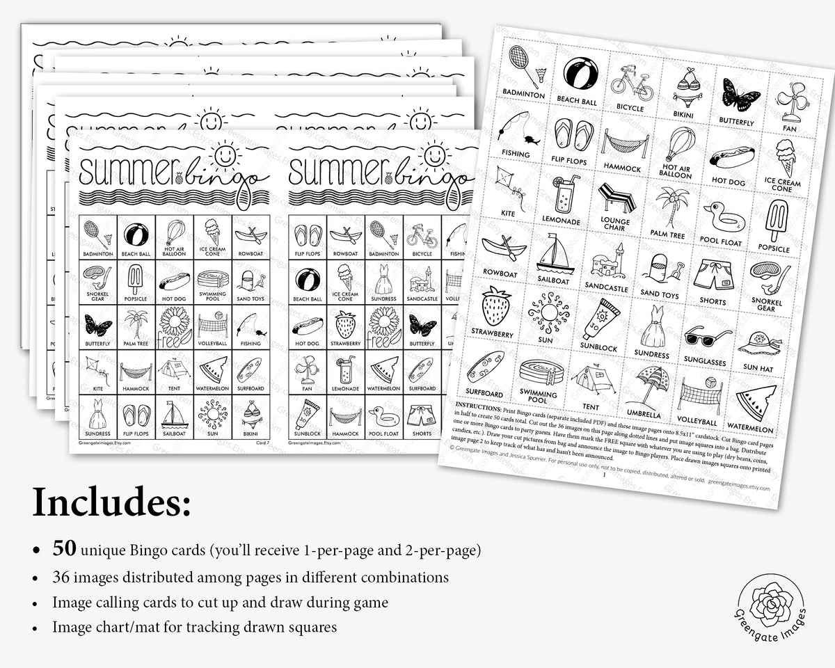 Summer Bingo - Black and White – Greengate Images