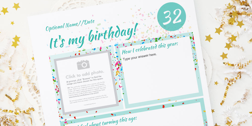 Free Birthday Journal Page – Greengate Images