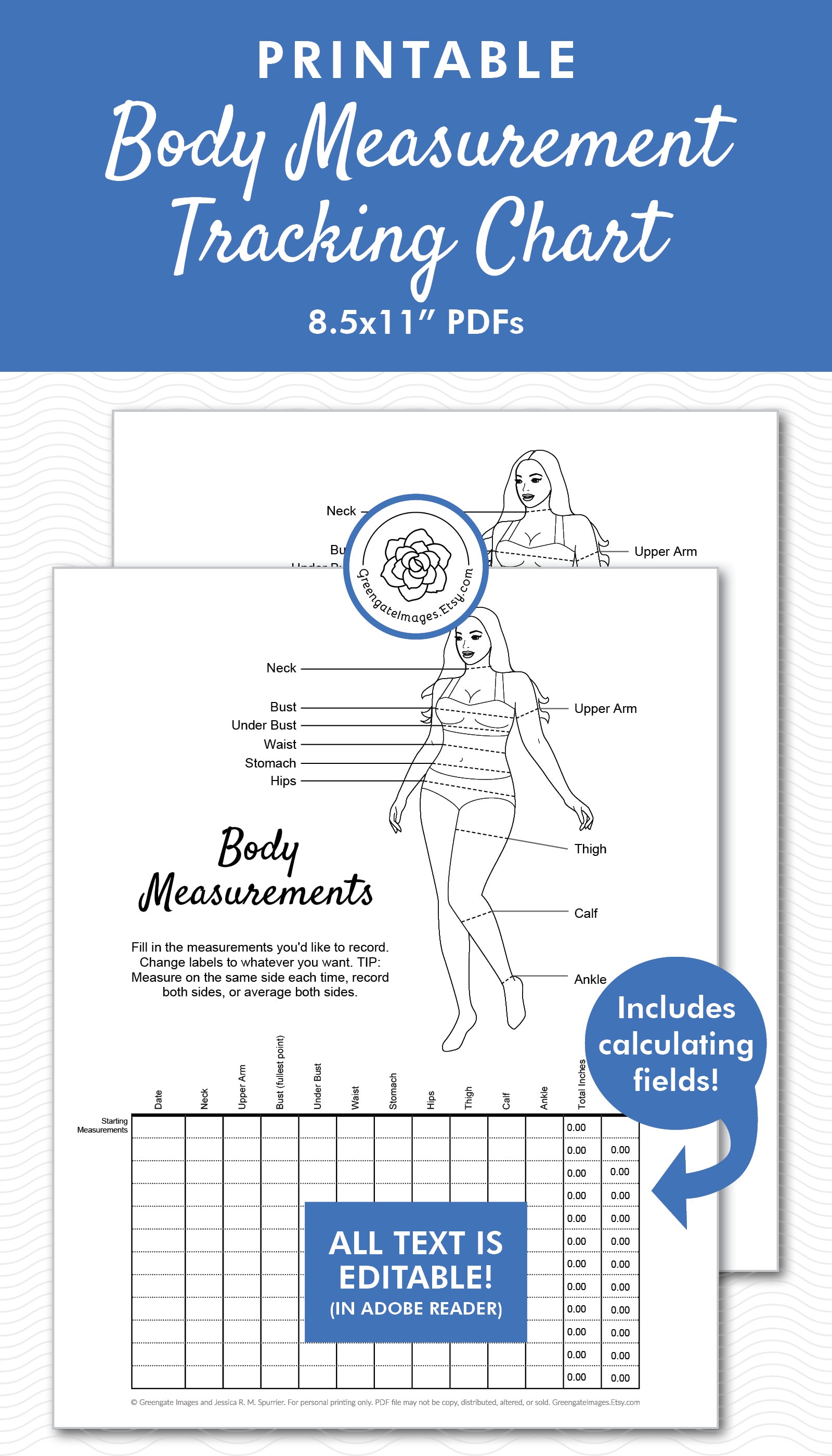 Body Measurement Chart Printable Weight Loss