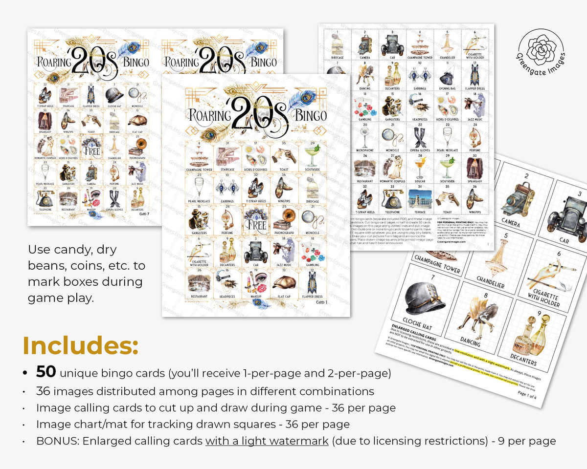 Roaring '20s Bingo Game – Greengate Images