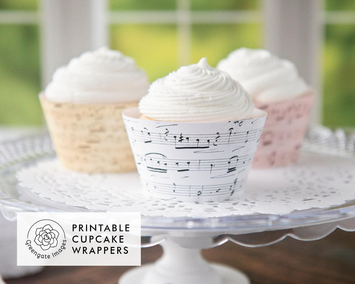 Sheet Music Cupcake Wrappers – Greengate Images