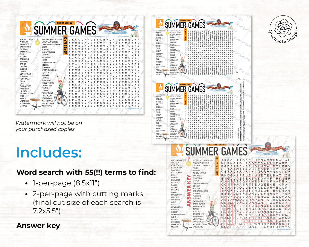 Summer Games Word Search – Greengate Images