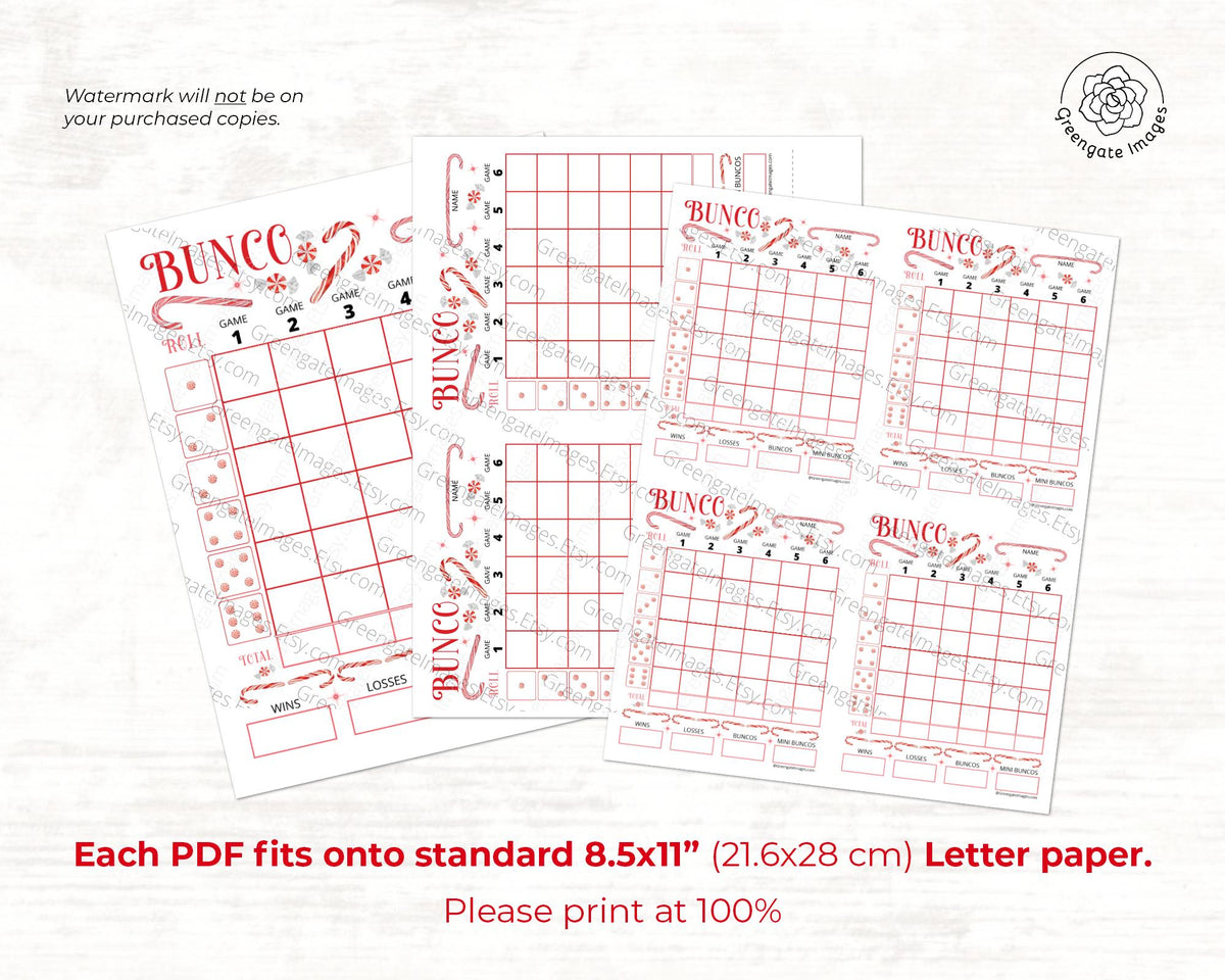 Candy Cane Bunco Scorecard Set – Greengate Images