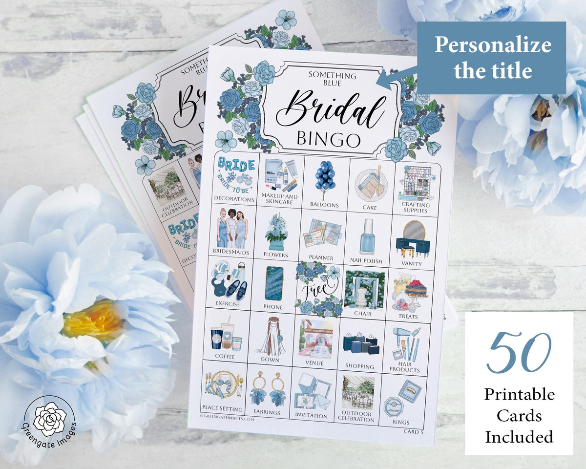 Dusty Blue Bridal Bingo Cards – Greengate Images