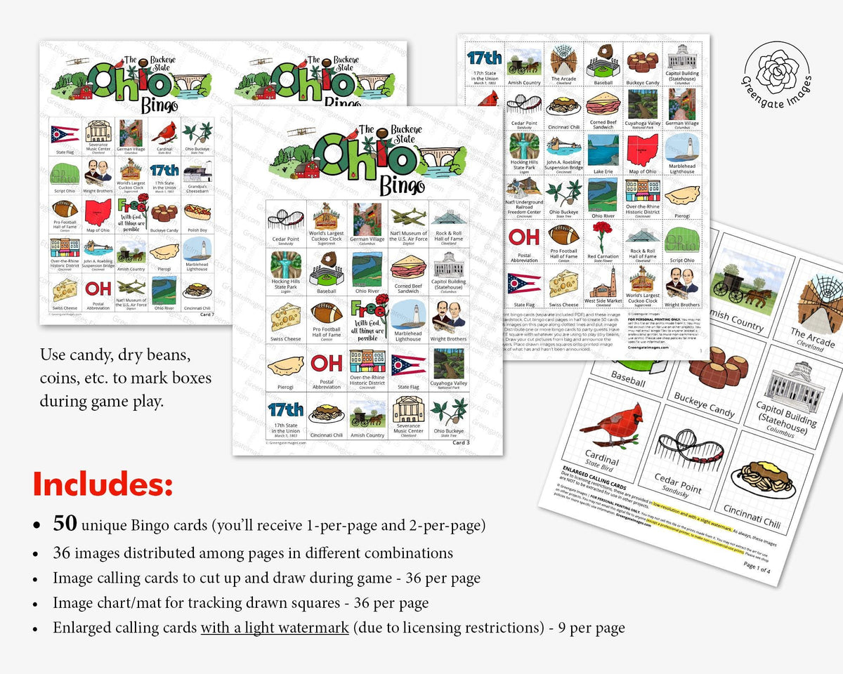 Ohio Bingo Cards – Greengate Images