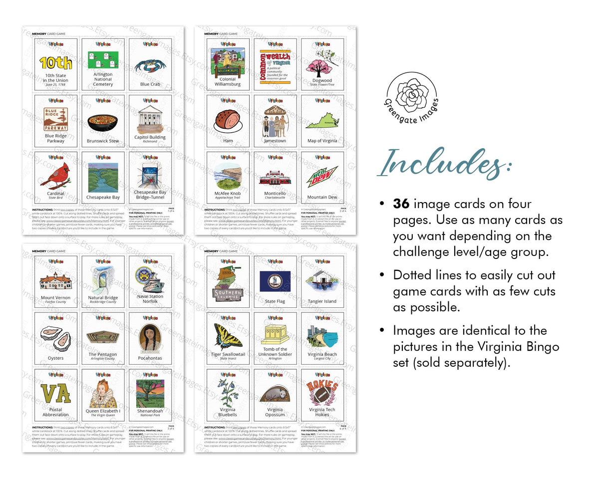 Virginia Memory Game – Greengate Images
