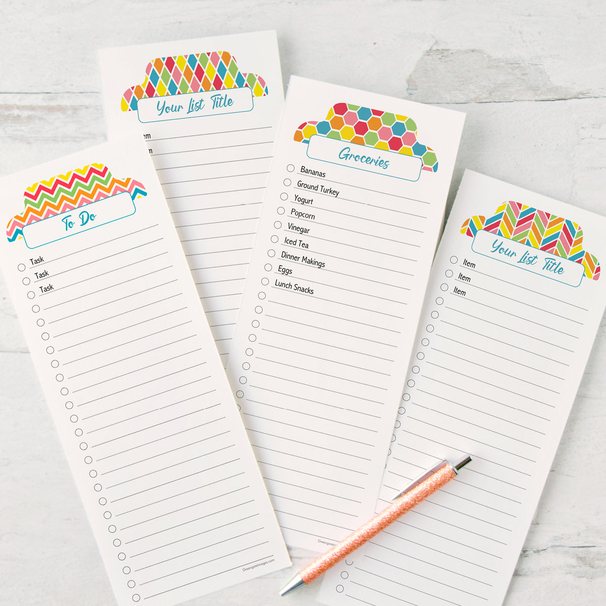Printable List Paper - Rainbow Patterns – Greengate Images