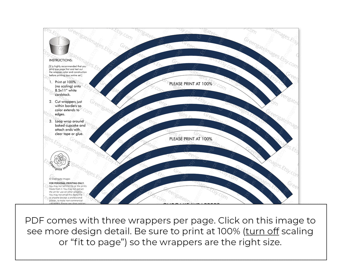 Navy Stripe Cupcake Wrapper – Greengate Images