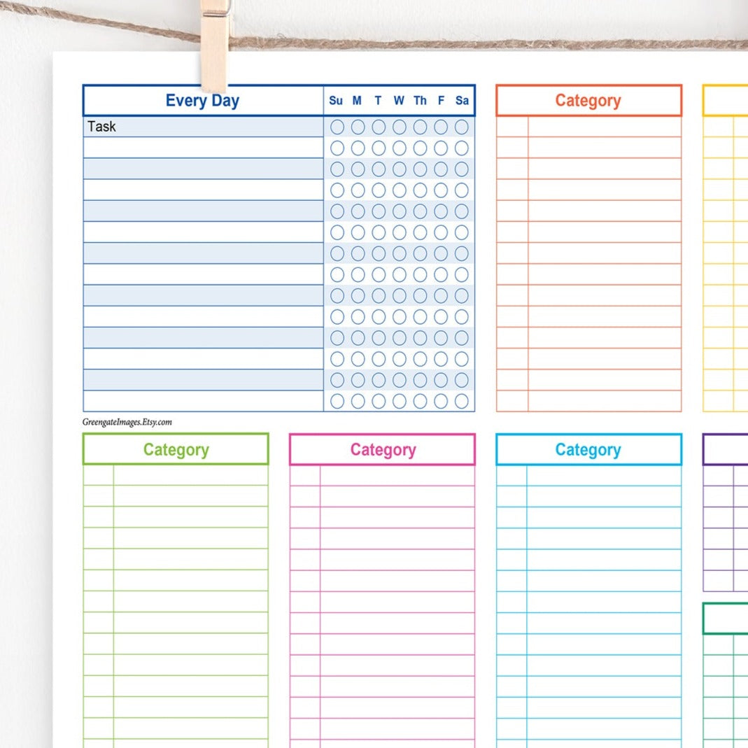 Task Checklist Pages - Editable, color-coded – Greengate Images