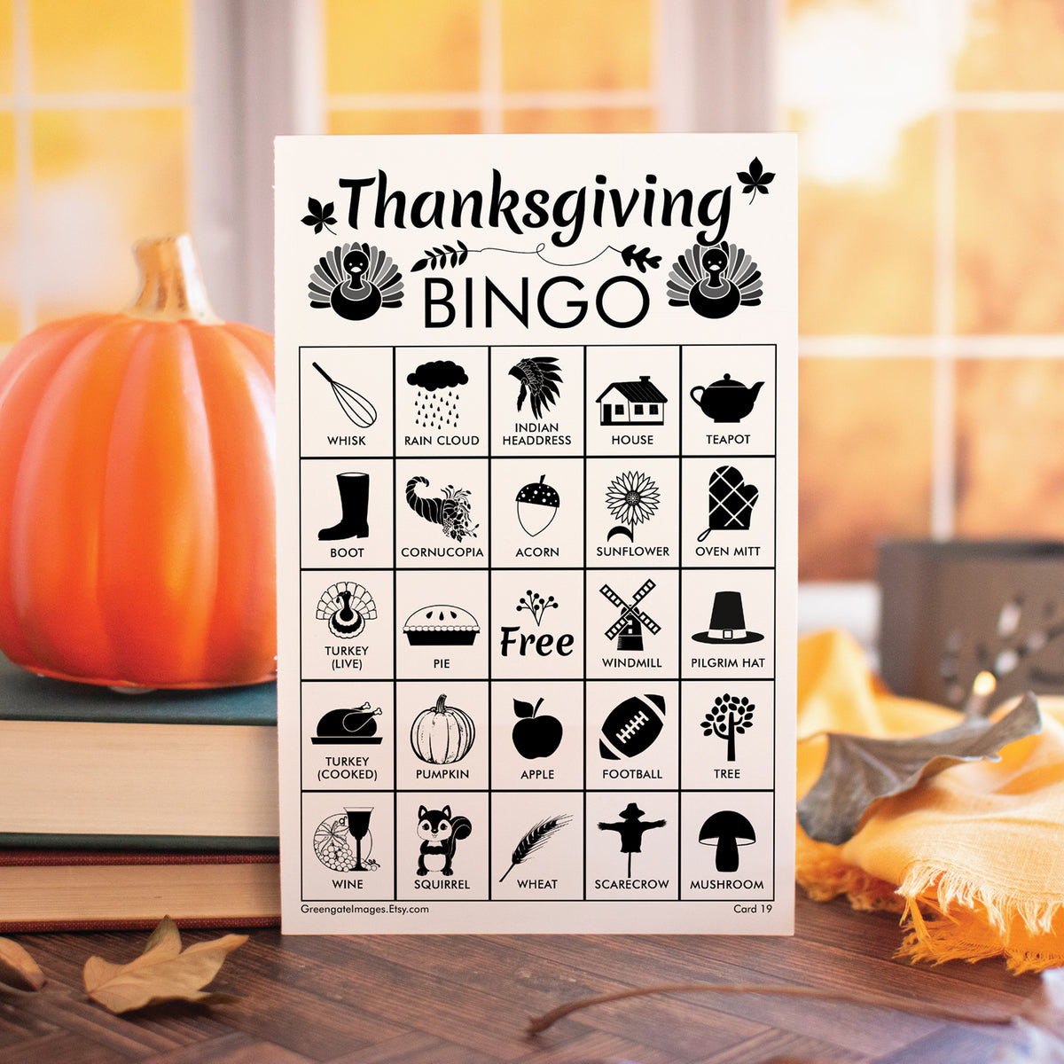Thanksgiving Bingo - Black and White – Greengate Images