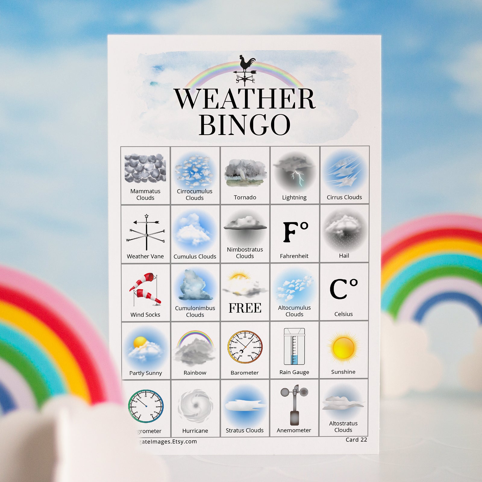 Weather Bingo Cards