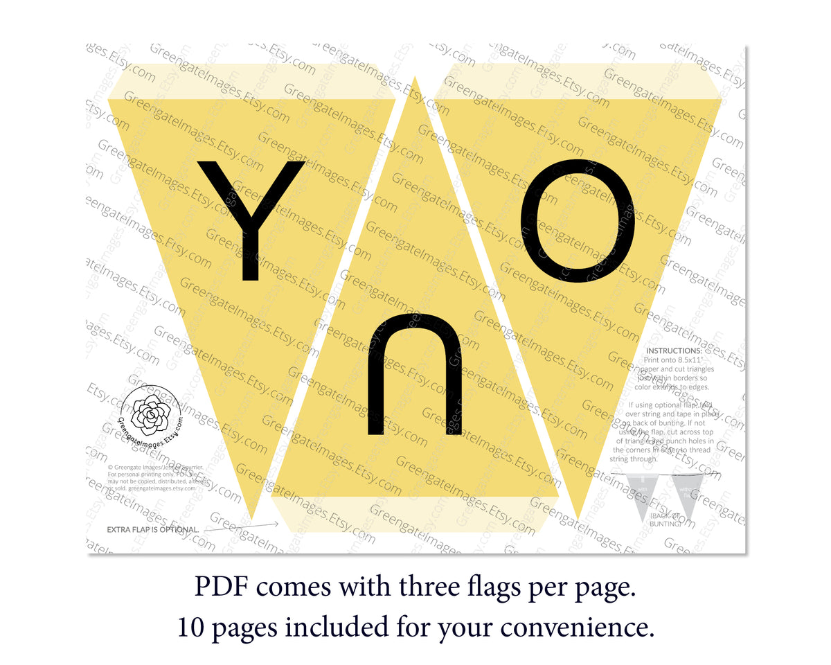 Butter Yellow Letter Banner – Greengate Images