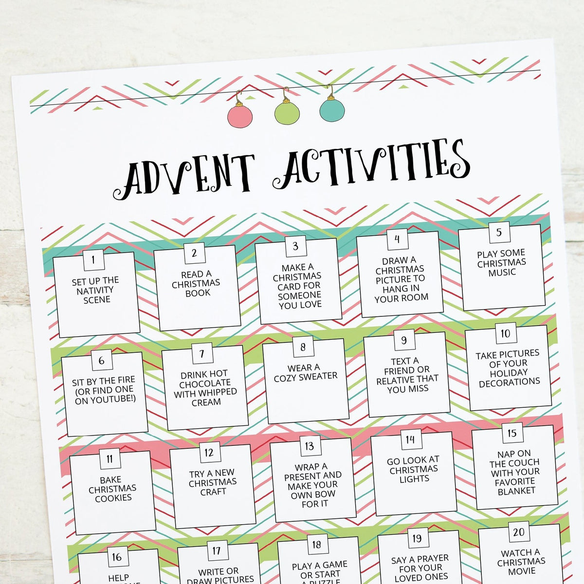 Advent Activities Calendar - Colorful Stripes – Greengate Images