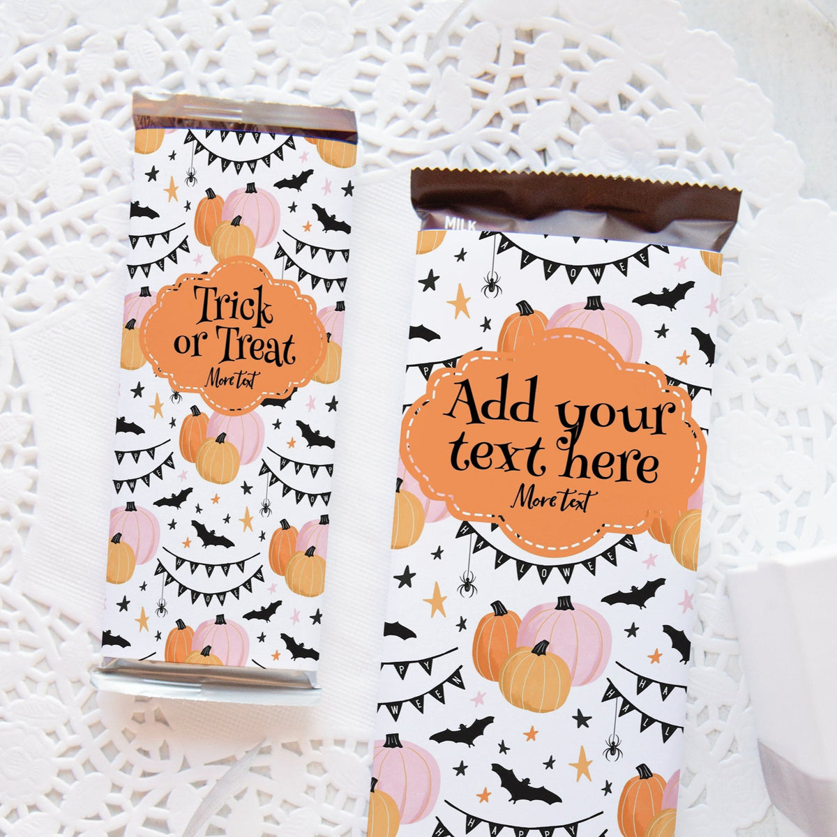 Peach and Pink Pumpkins Halloween Candy Bar Wrappers – Greengate Images