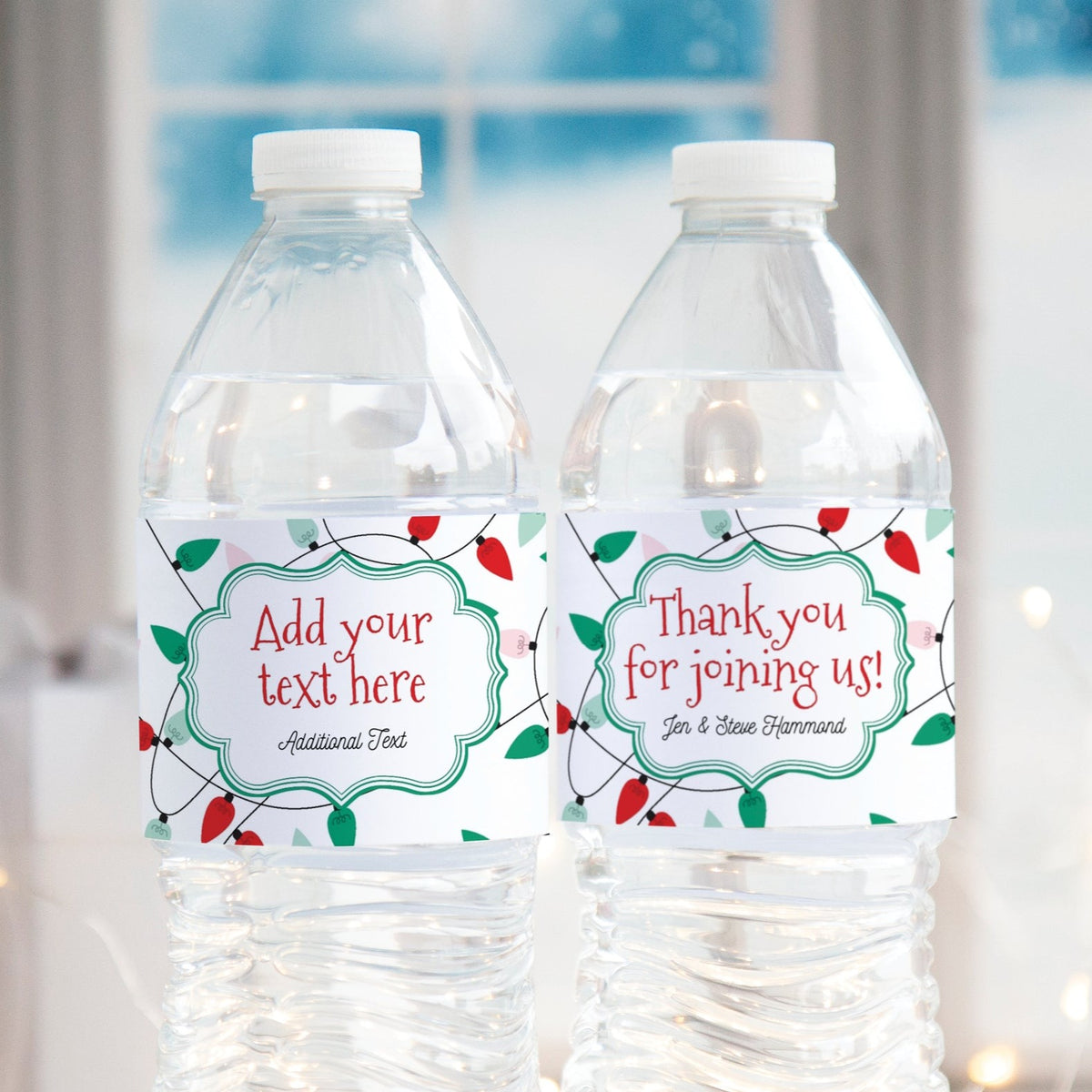 String Lights Christmas Water Bottle Label – Greengate Images