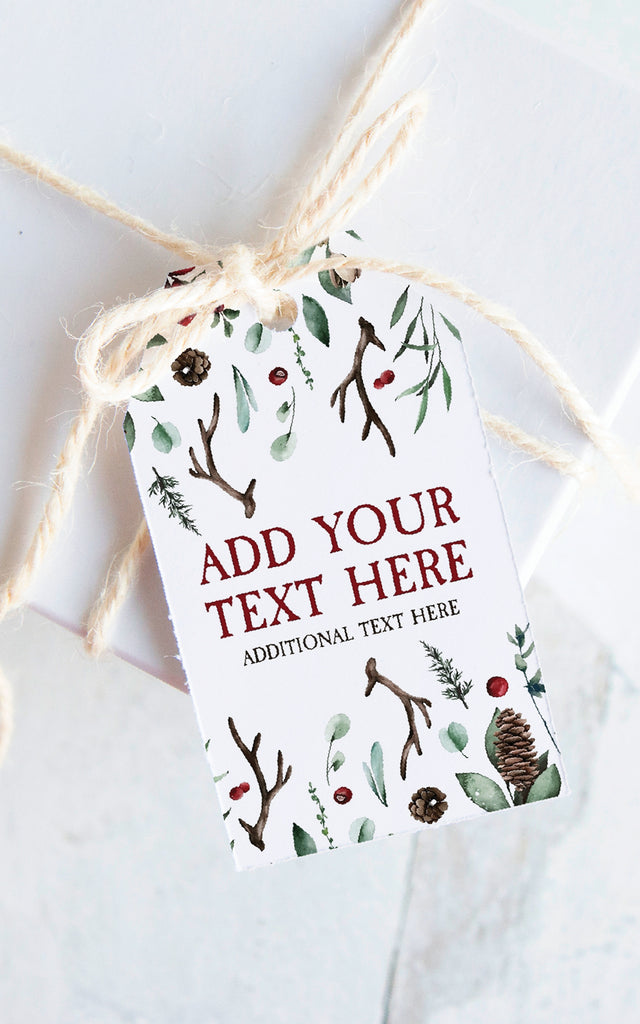 Antlers and Greenery Christmas Gift Tag – Greengate Images
