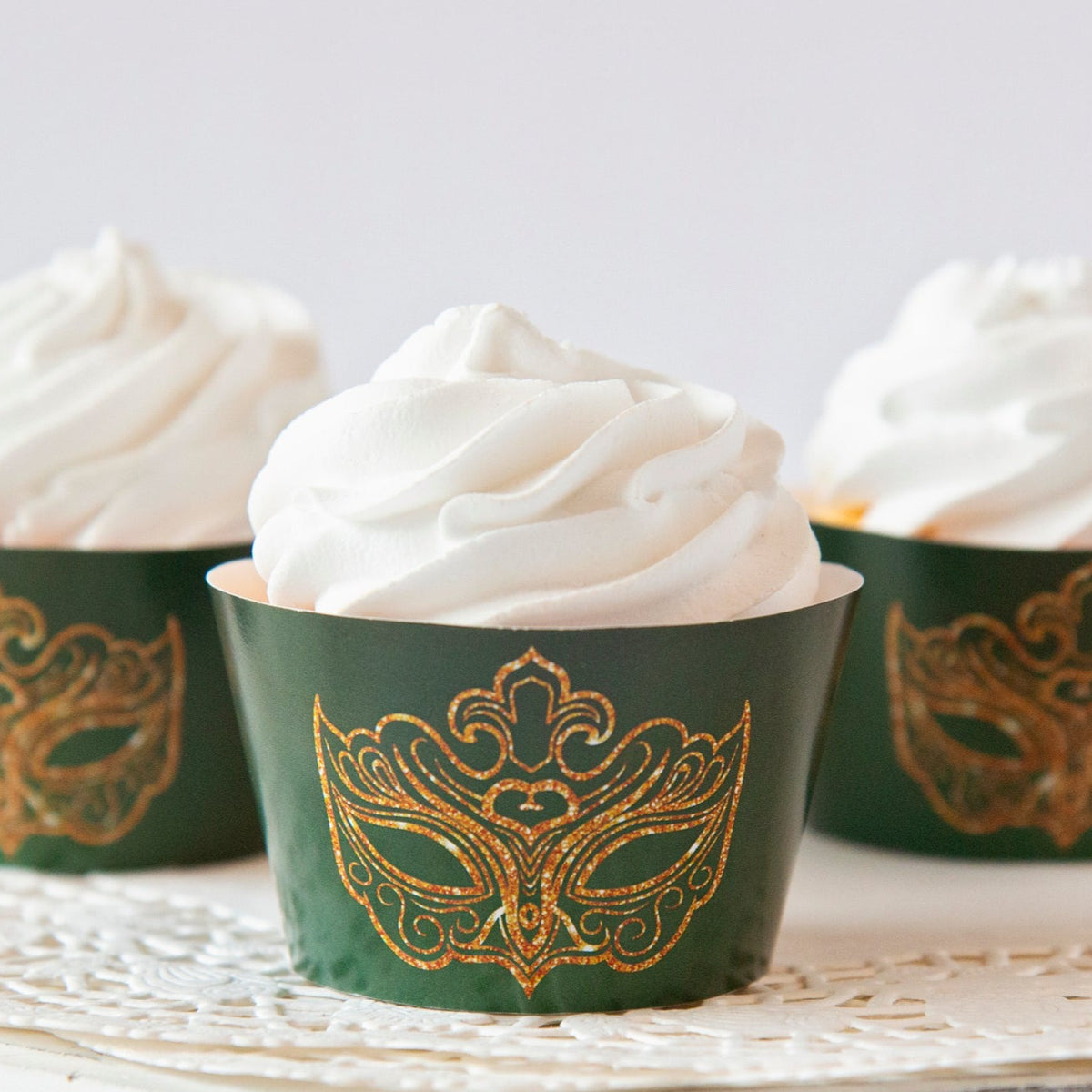 Masquerade Cupcake Wrappers - Green – Greengate Images
