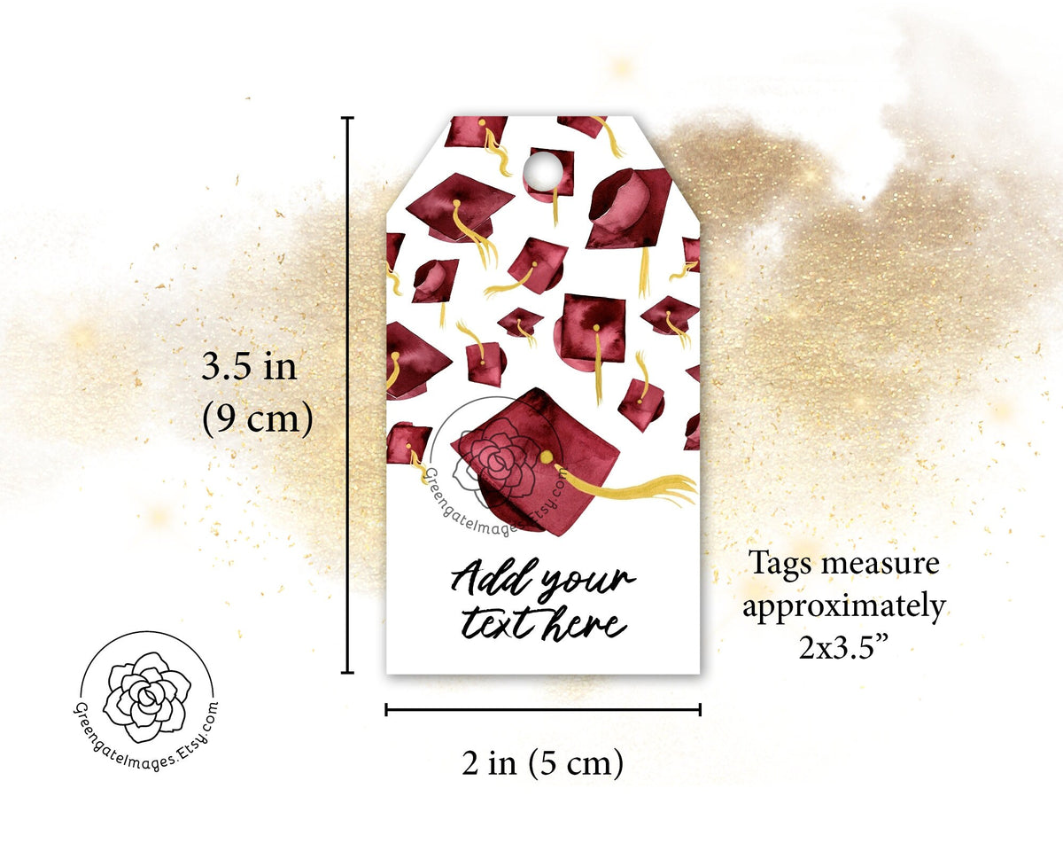 Burgundy Graduation Cap Gift Tags – Greengate Images
