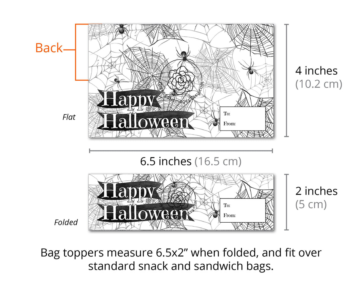Black and White Spiderwebs Halloween Bag Topper – Greengate Images