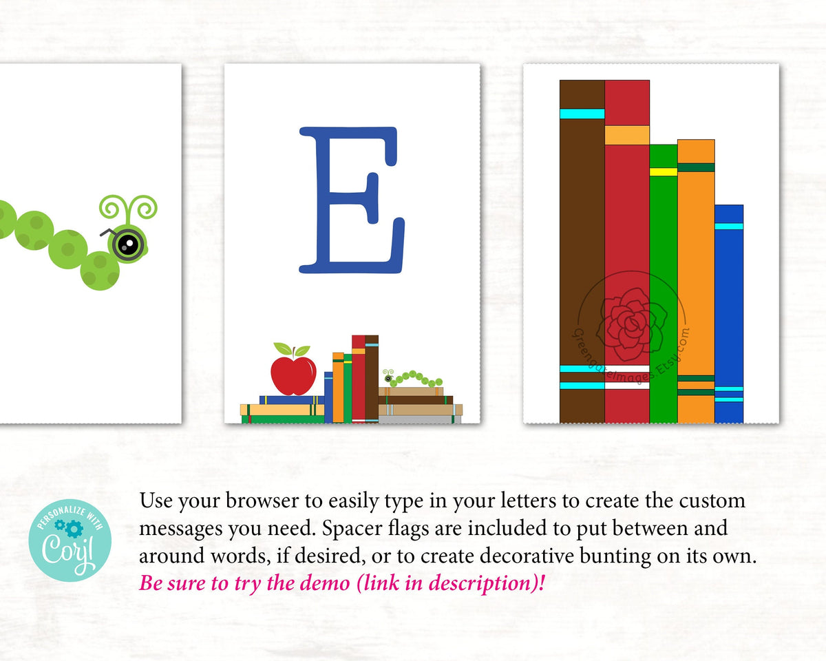 Bookworm Classroom Message Banner – Greengate Images