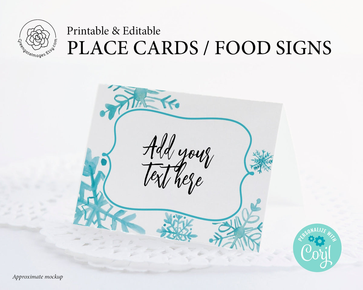Watercolor Snowflake Buffet Signs – Greengate Images